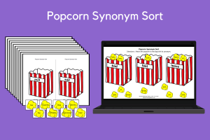Popcorn Synonym Sort | Speech Therapy Ideas