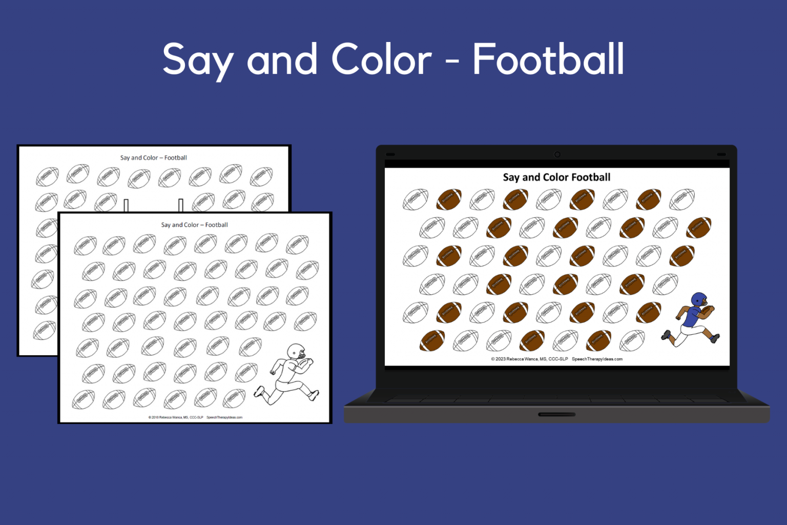 Say and Color Pages – Football Theme | Speech Therapy Ideas