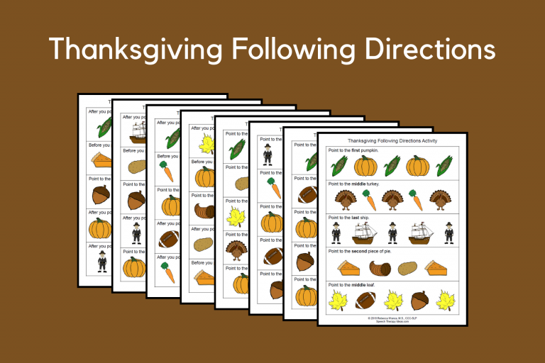 Thanksgiving Following Directions Activity | Speech Therapy Ideas