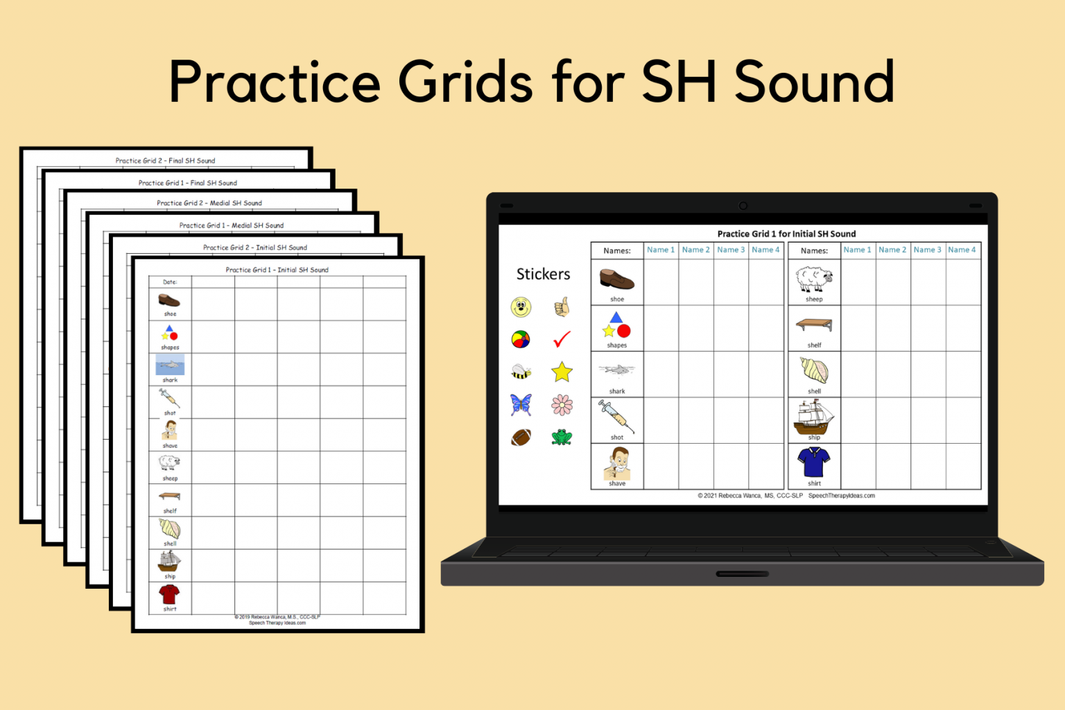 Practice Grids for SH Sound | Speech Therapy Ideas