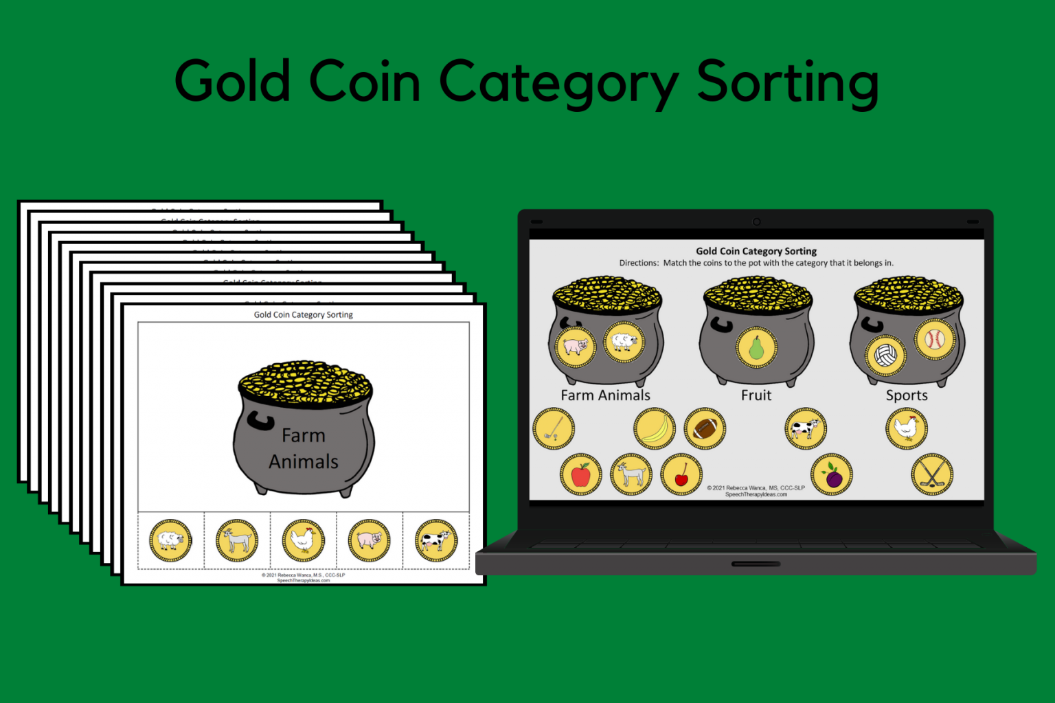 Gold Coin Category Sorting | Speech Therapy Ideas