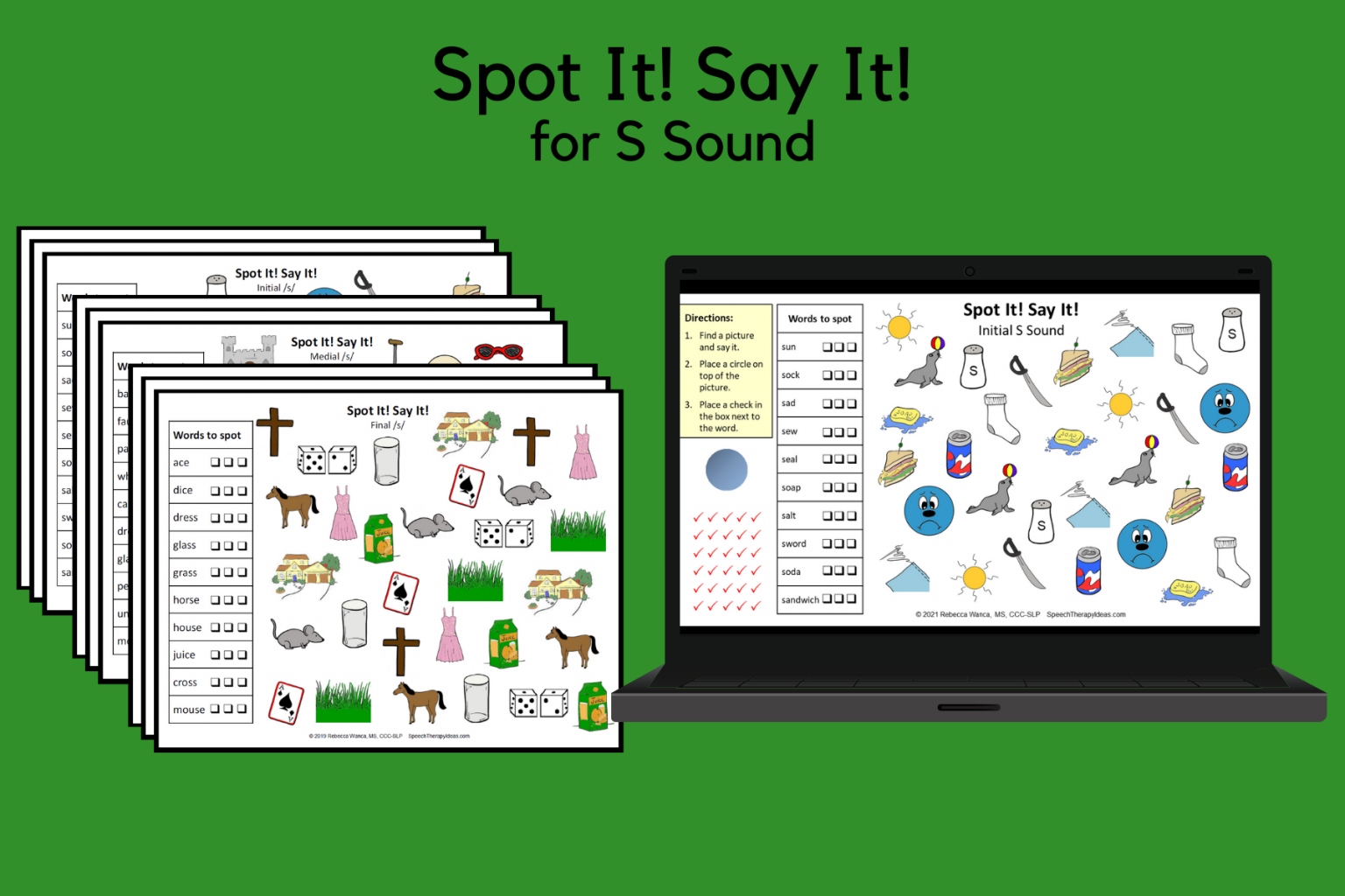 Spot It! Say It! Pages for S Sound | Speech Therapy Ideas