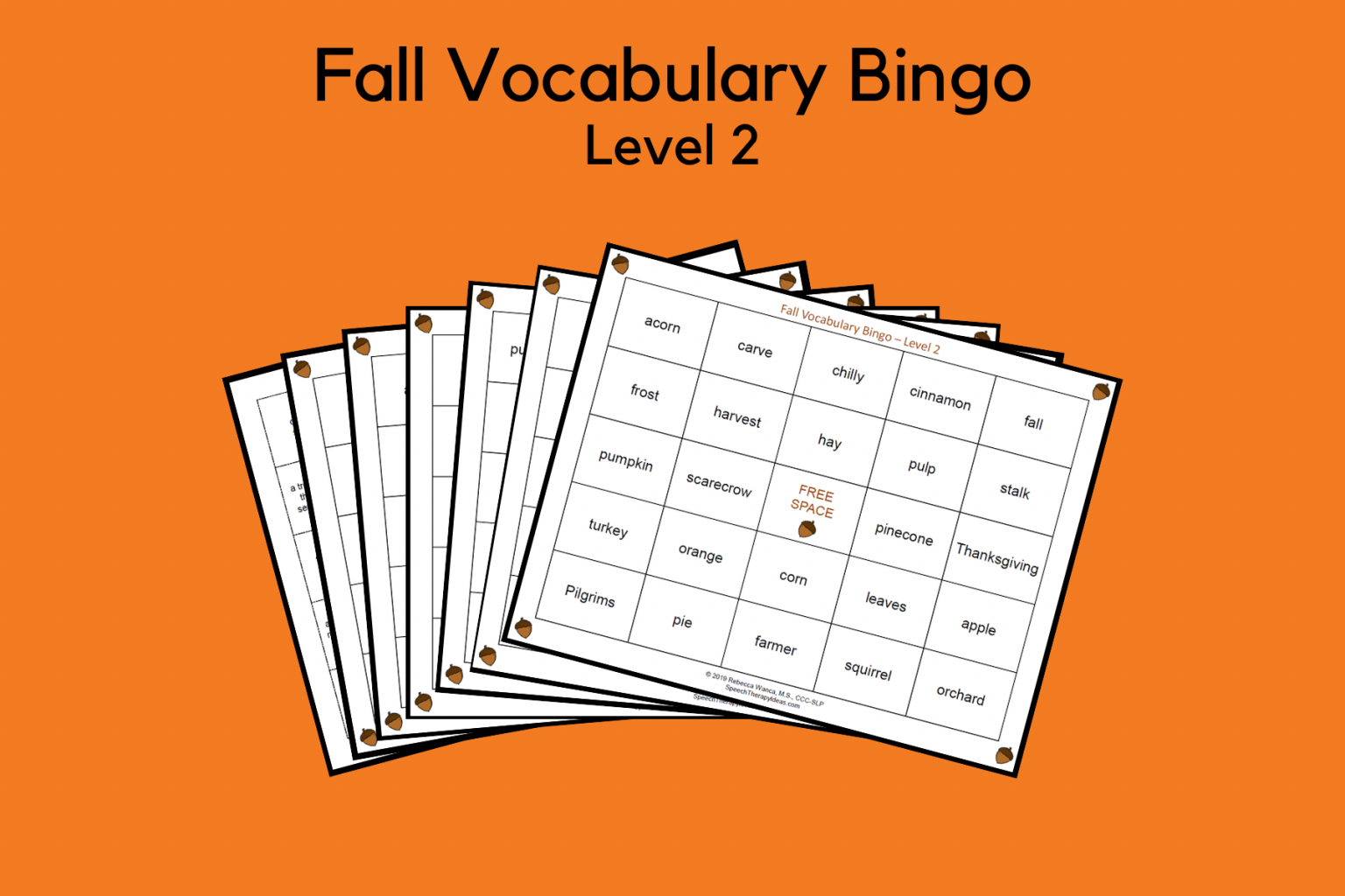 Fall Vocabulary Bingo Game – Level 2 | Speech Therapy Ideas