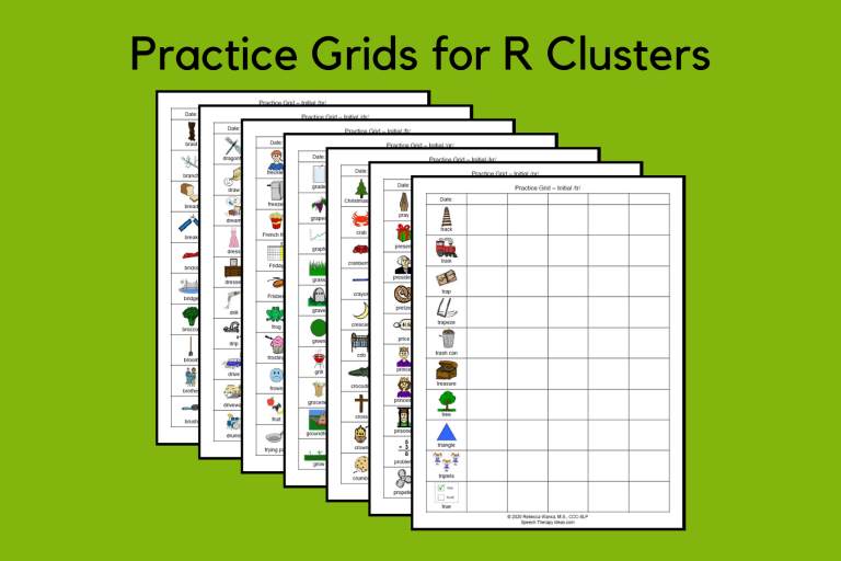 Practice Grids for R Clusters | Speech Therapy Ideas