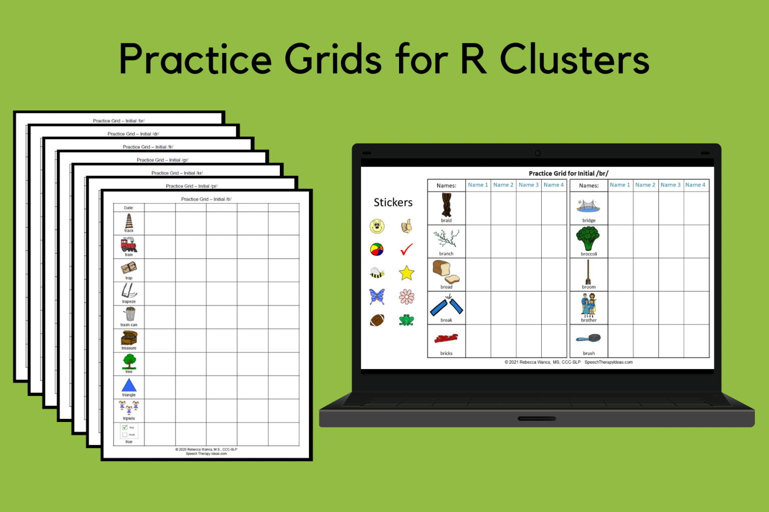 Practice Grids for R Clusters | Speech Therapy Ideas