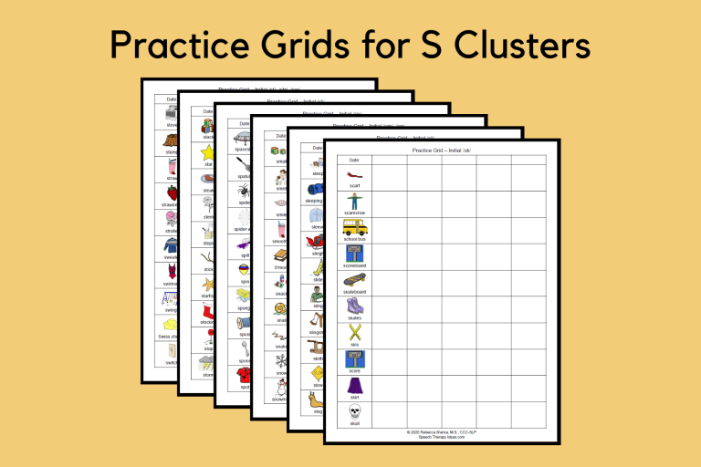 Practice Grids for S Clusters | Speech Therapy Ideas