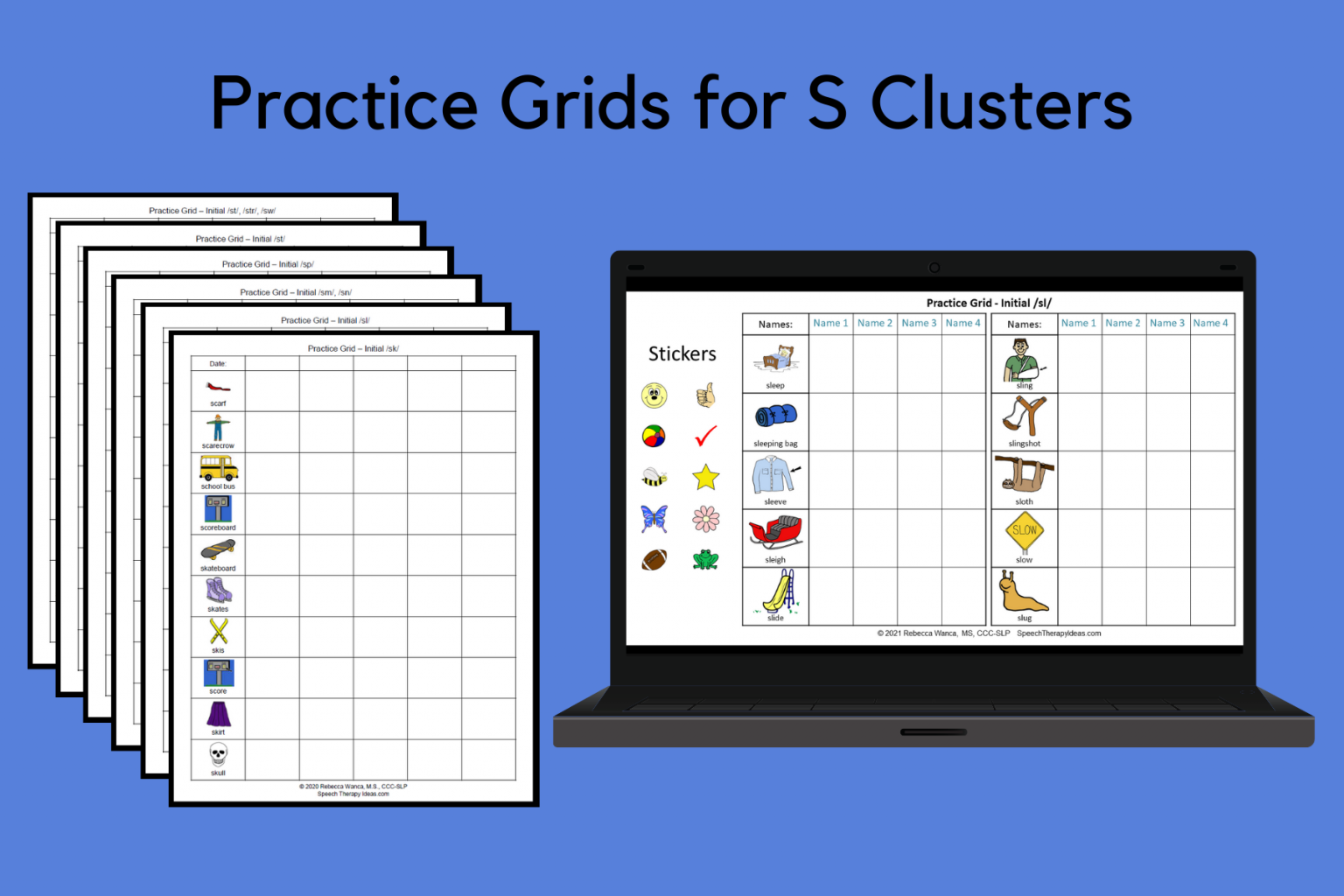 Practice Grids for S Clusters | Speech Therapy Ideas