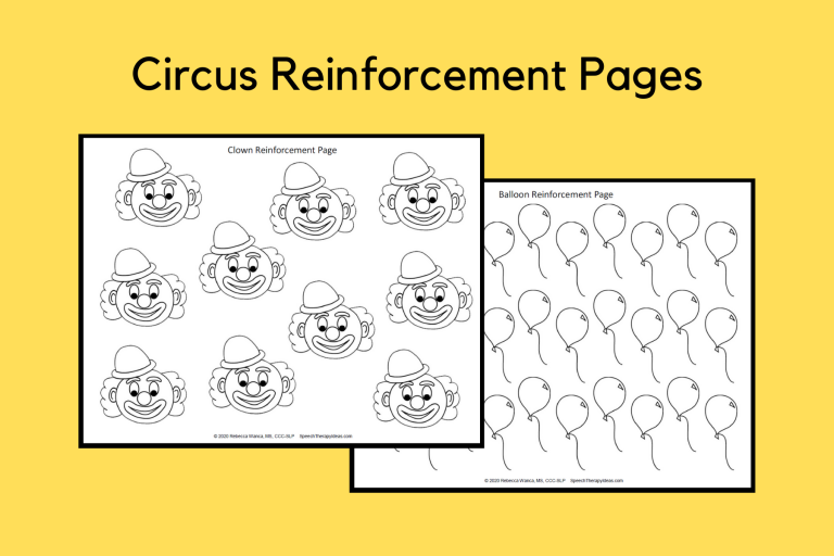 Circus Reinforcement Pages – FREE Printable | Speech Therapy Ideas