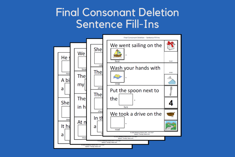 Final Consonant Deletion Sentence Fill-Ins | Speech Therapy Ideas