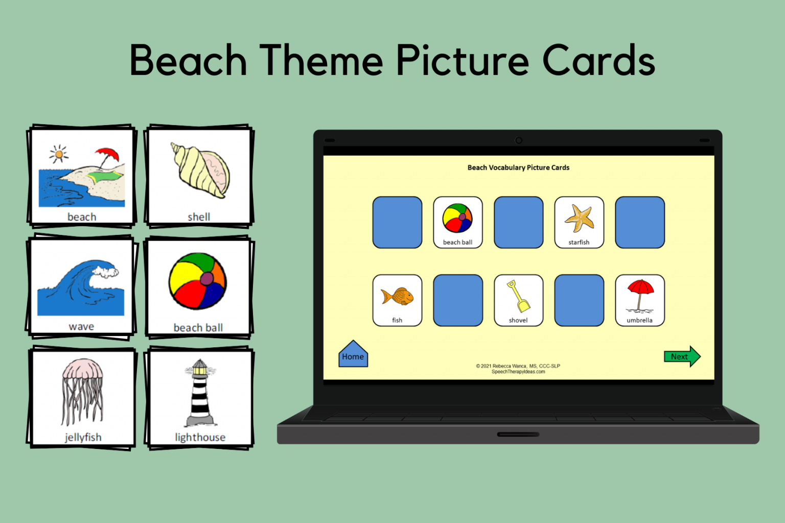 Beach Theme Picture Cards | Speech Therapy Ideas