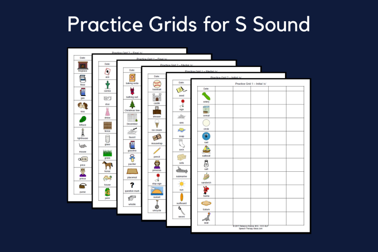 Practice Grids for S Sound | Speech Therapy Ideas