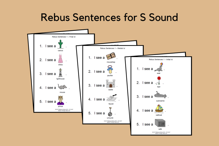 Rebus Sentences for S Sound | Speech Therapy Ideas