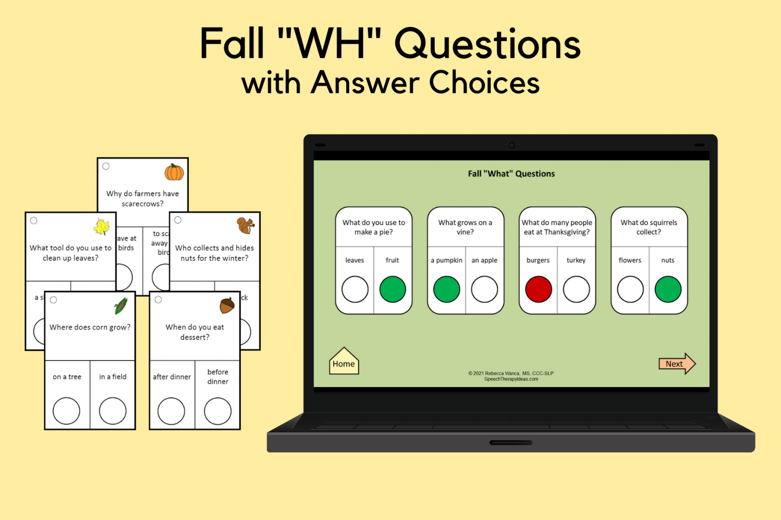 Fall “WH” Question Cards | Speech Therapy Ideas