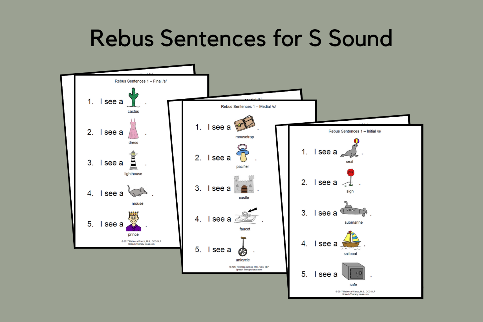 Rebus Sentences for S Sound | Speech Therapy Ideas