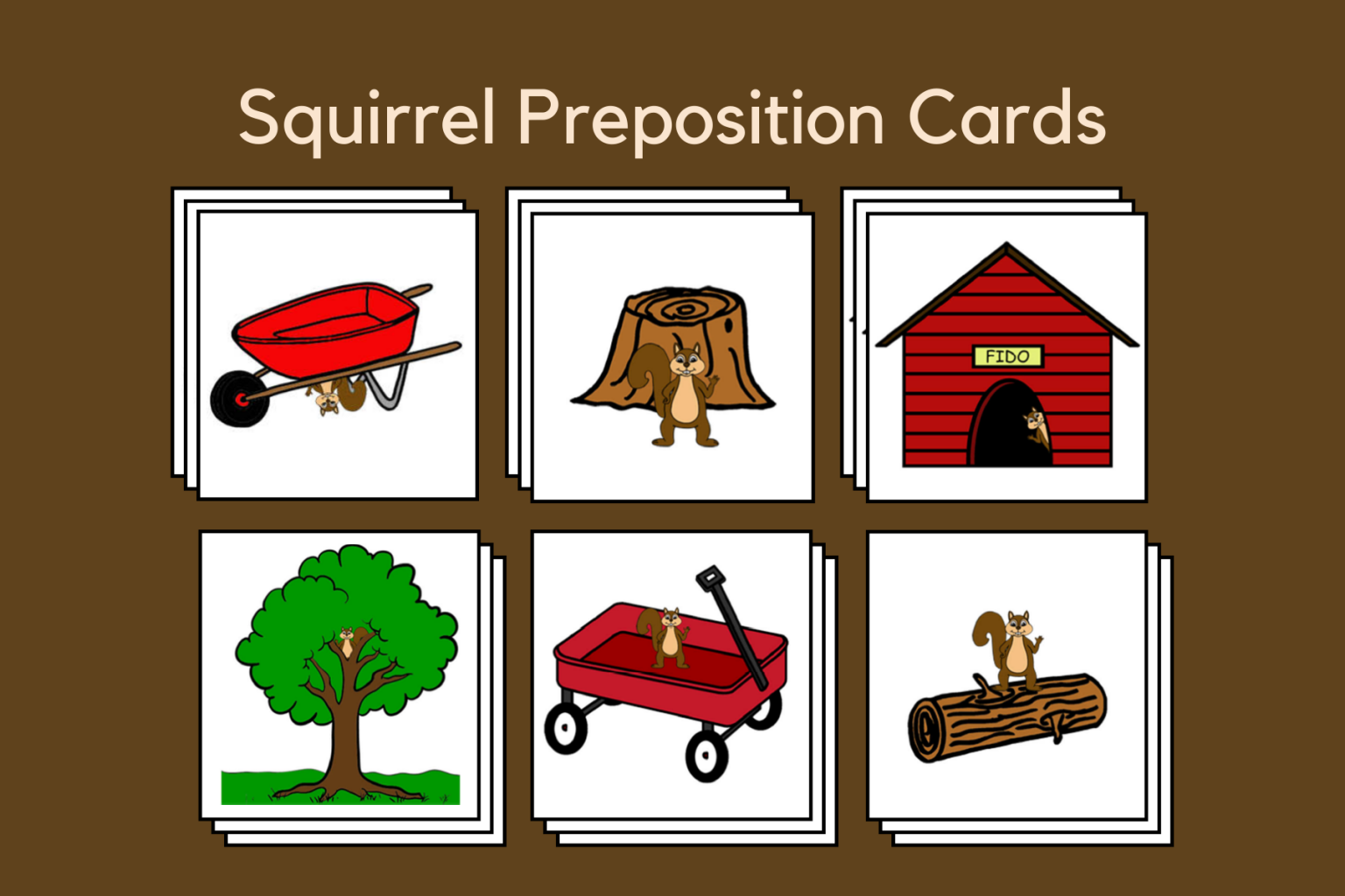 Squirrel Preposition Picture Cards | Speech Therapy Ideas