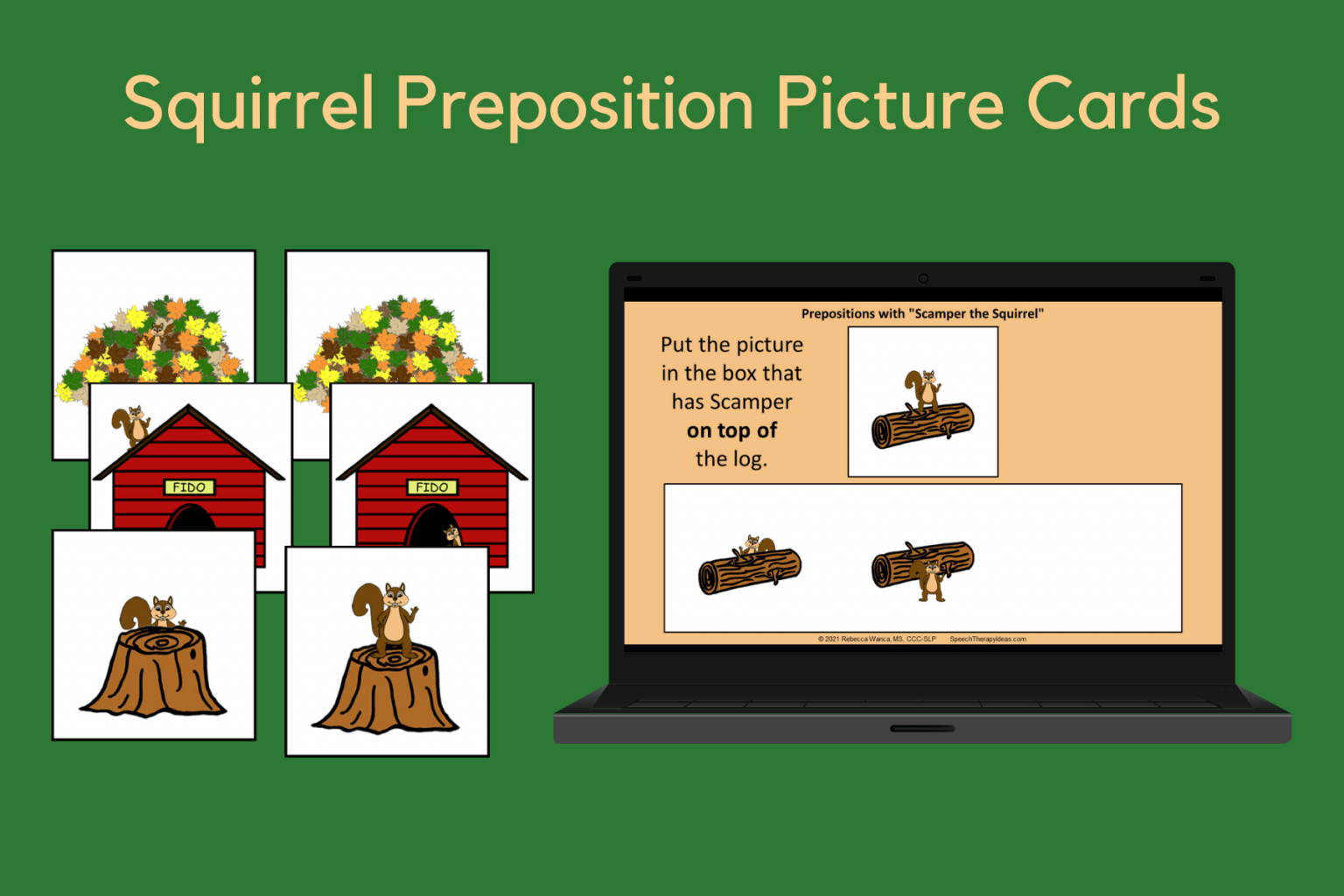 Squirrel Preposition Picture Cards | Speech Therapy Ideas