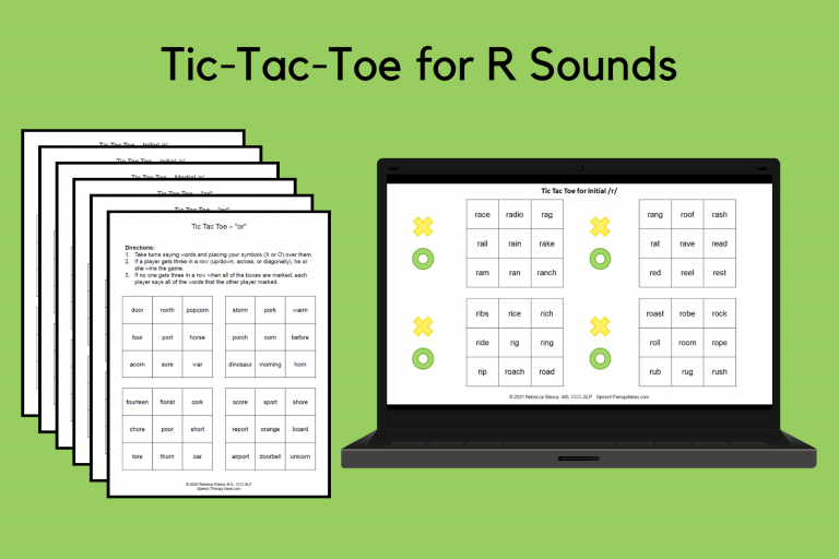 Tic-Tac-Toe Games for R Sounds | Speech Therapy Ideas