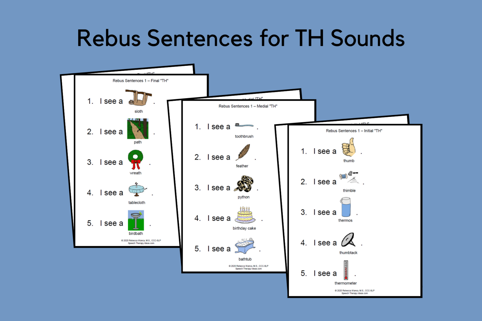 Rebus Sentences for TH Sound | Speech Therapy Ideas