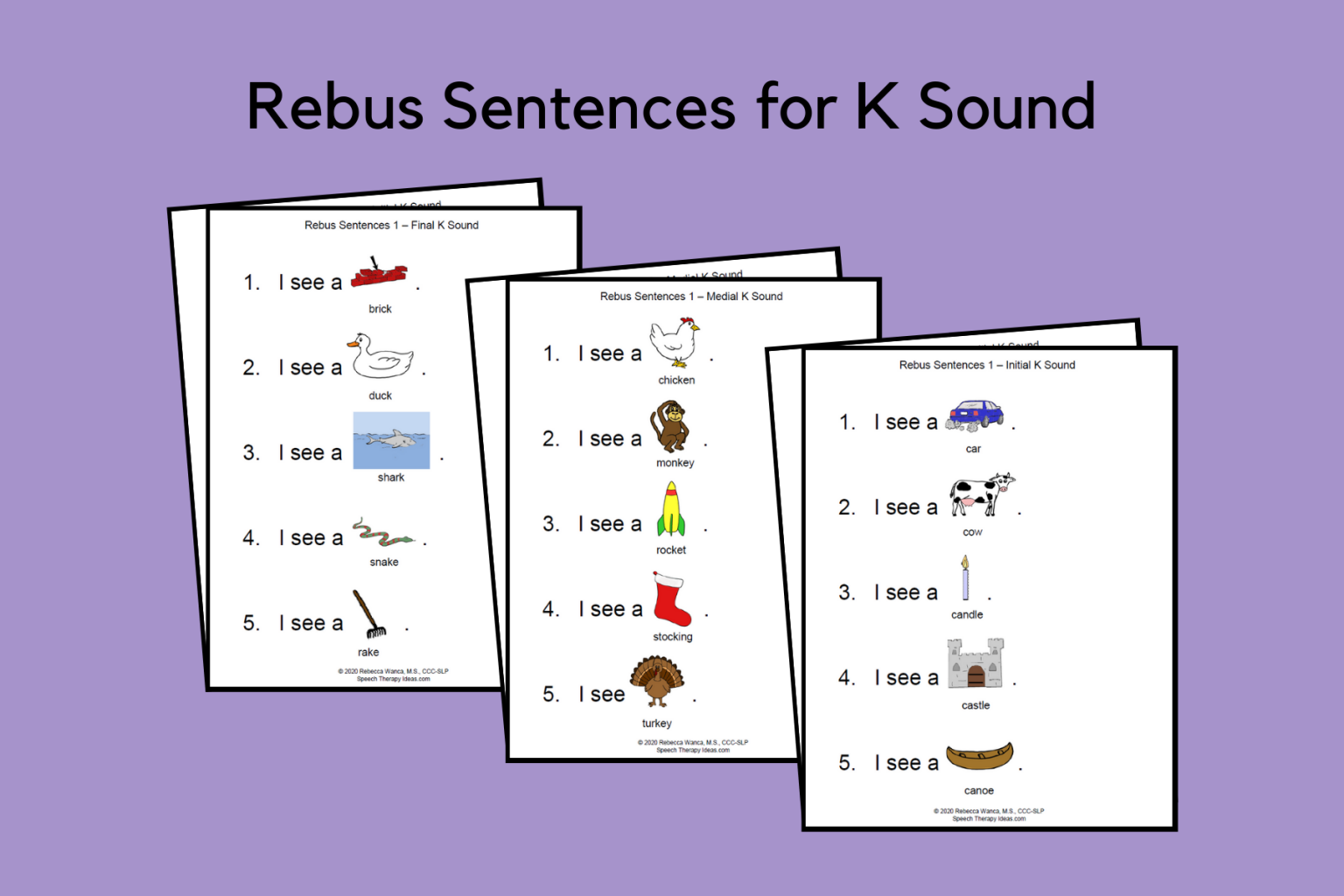 Rebus Sentences for K Sound | Speech Therapy Ideas