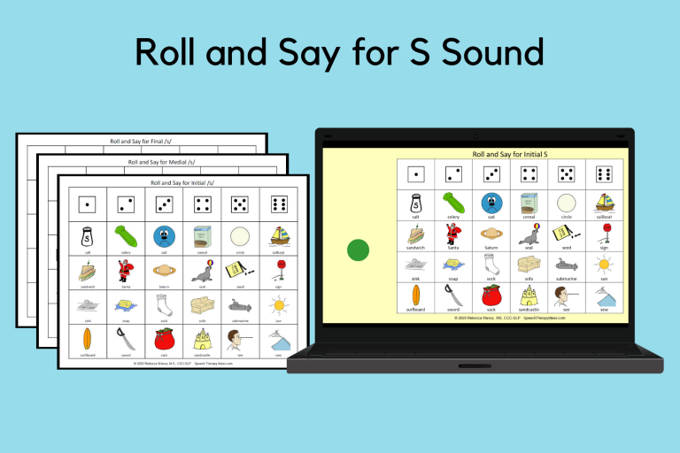 Roll and Say for S Sound | Speech Therapy Ideas