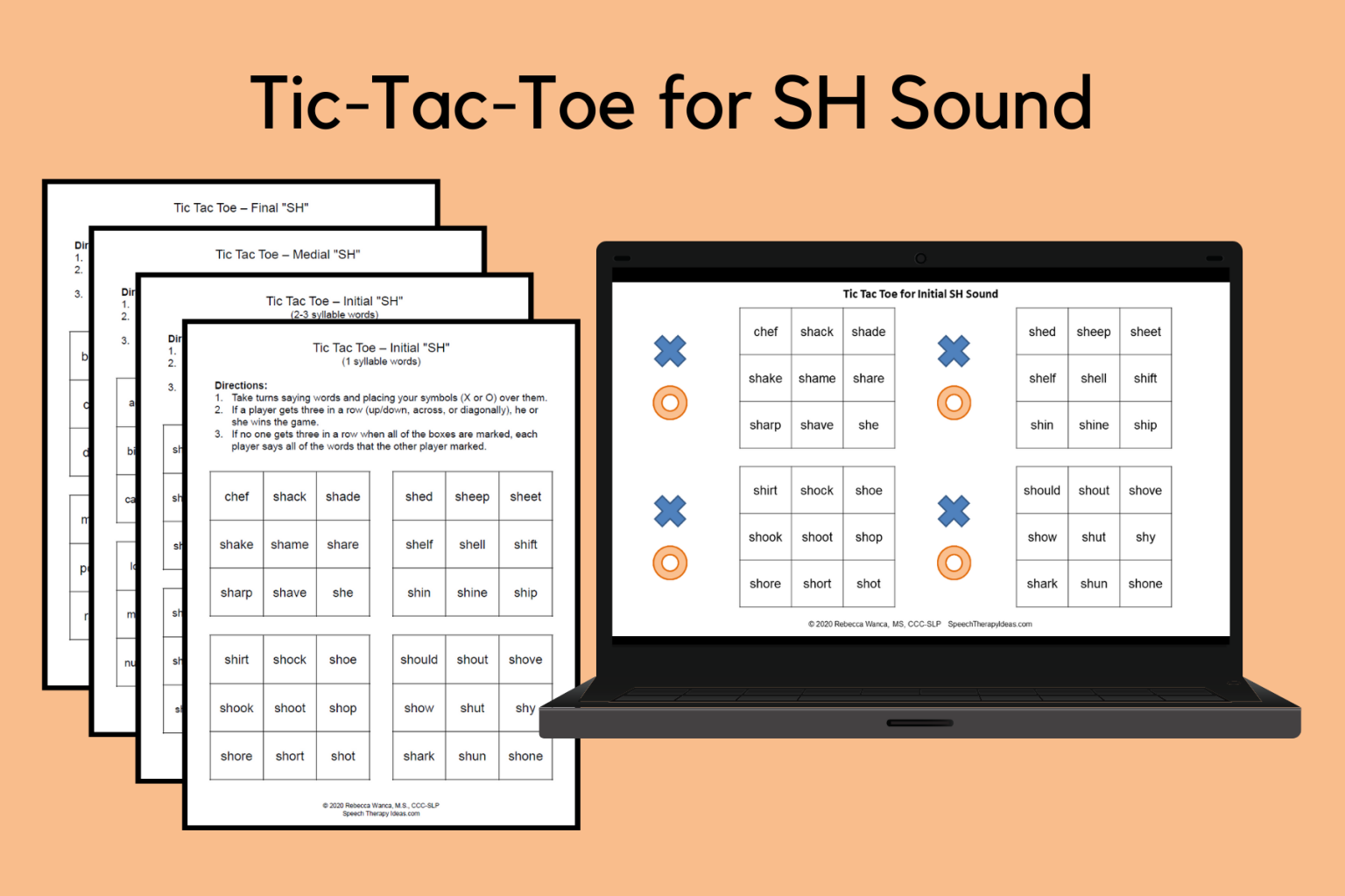 Tic-Tac-Toe Games for SH Sound | Speech Therapy Ideas