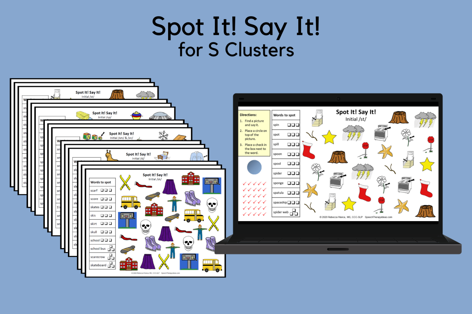 Spot It! Say It! Pages for S Clusters | Speech Therapy Ideas