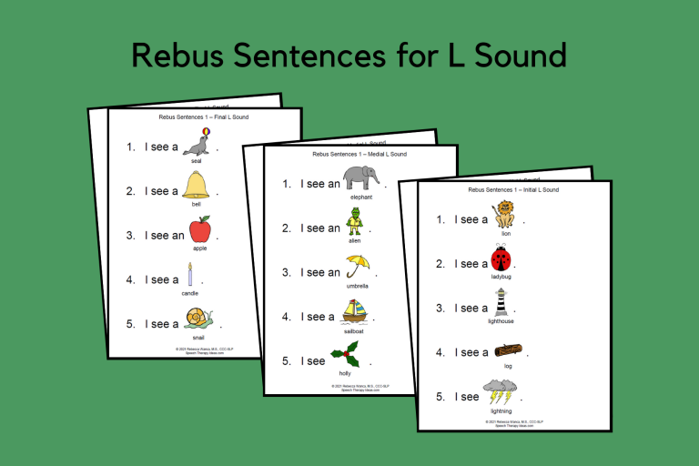 Rebus Sentences for L Sound | Speech Therapy Ideas