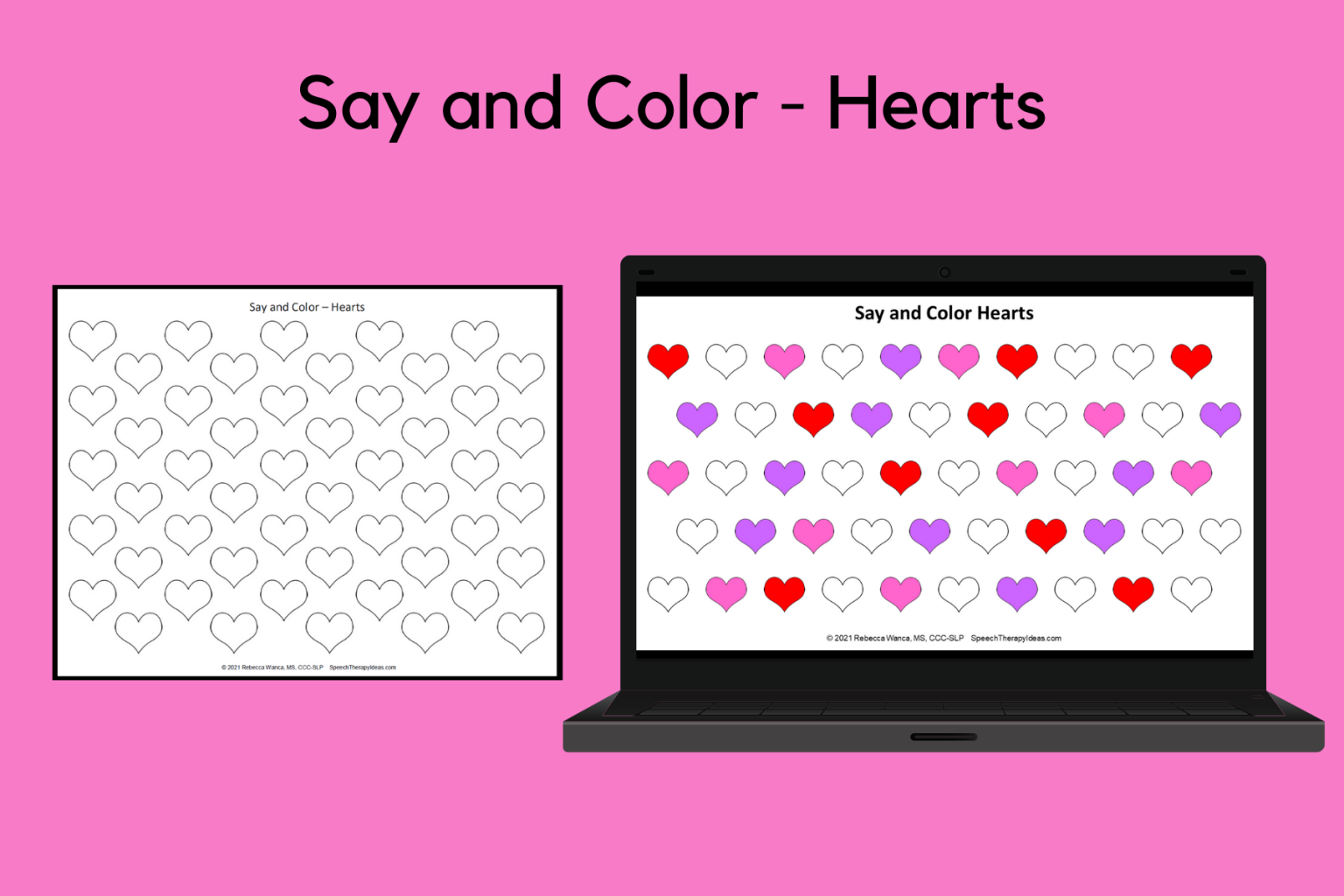 Say and Color – Hearts | Speech Therapy Ideas