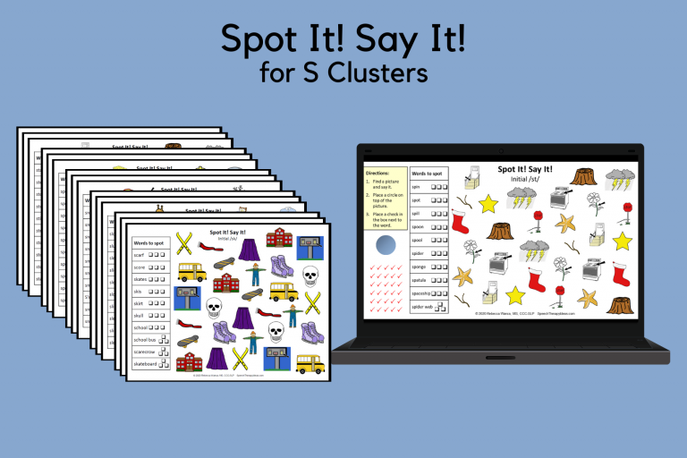 Spot It! Say It! Pages for S Clusters | Speech Therapy Ideas