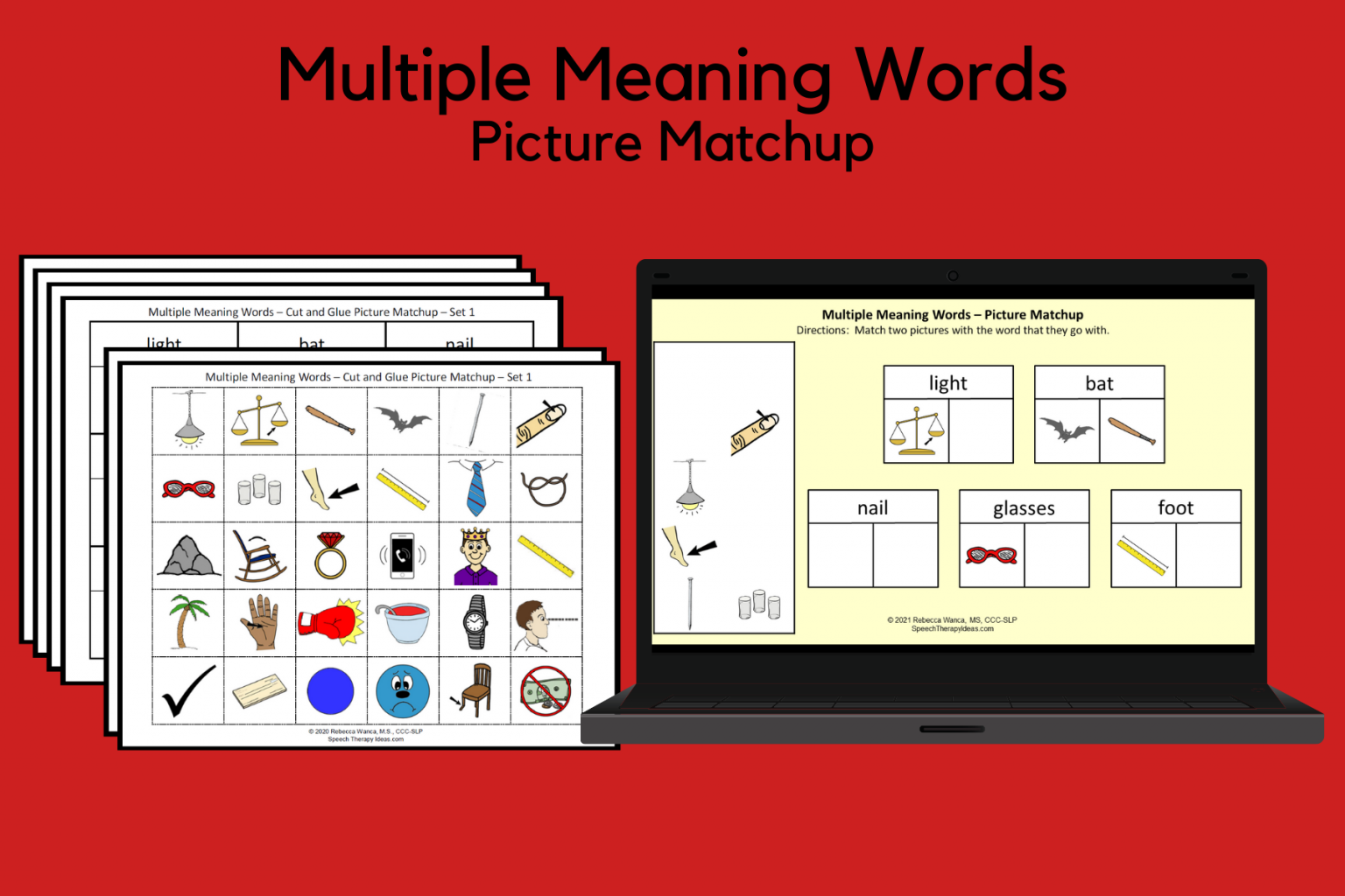 Multiple Meaning Words – Picture Matchup | Speech Therapy Ideas