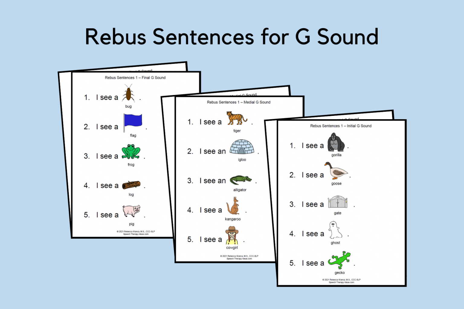 Rebus Sentences for G Sound | Speech Therapy Ideas