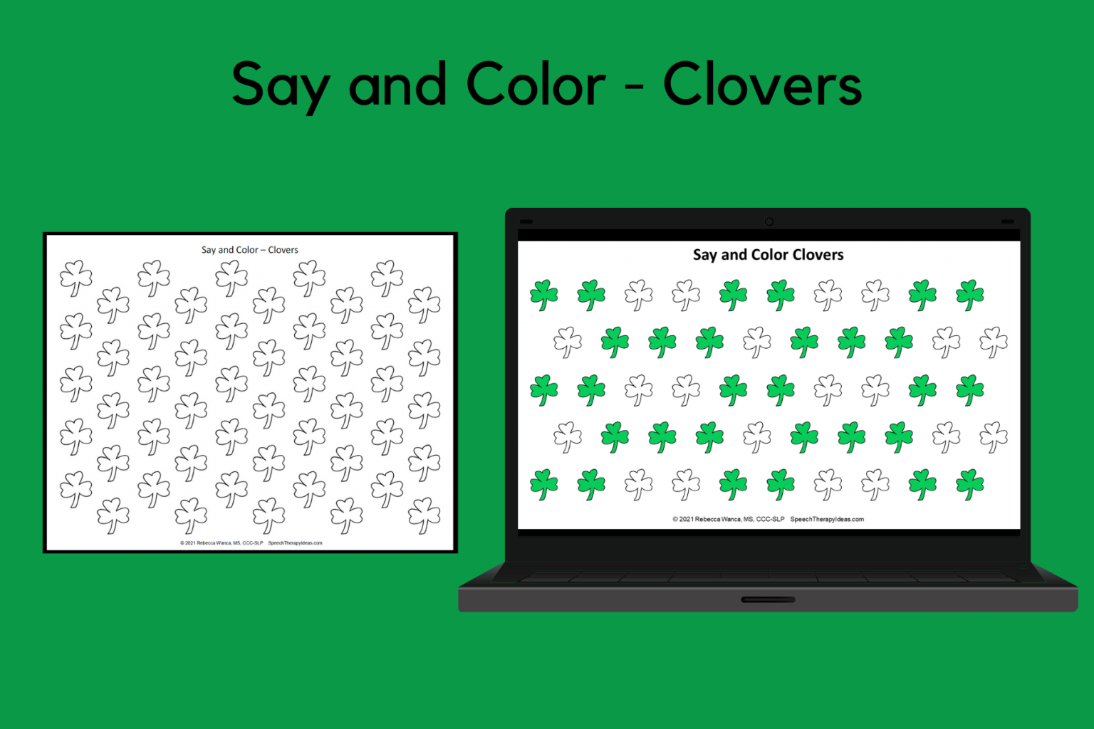 Say and Color – Clovers | Speech Therapy Ideas