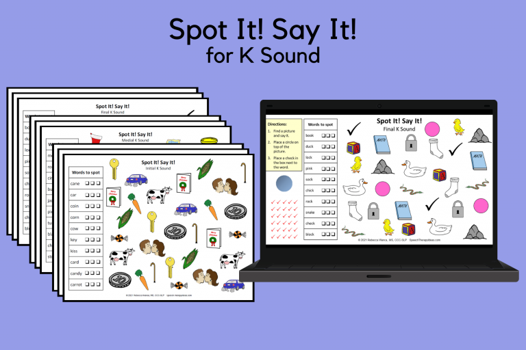Spot It! Say It! Pages for K Sound | Speech Therapy Ideas