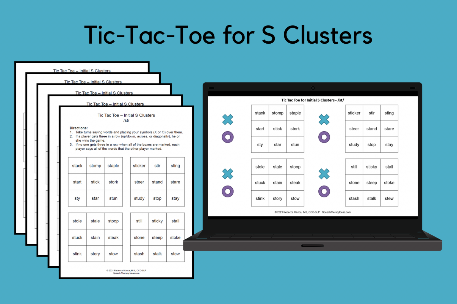Tic-Tac-Toe Games for Initial S Clusters | Speech Therapy Ideas