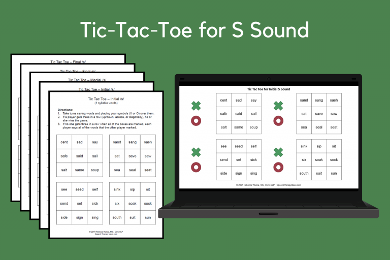 Tic-Tac-Toe Games for S Sound | Speech Therapy Ideas