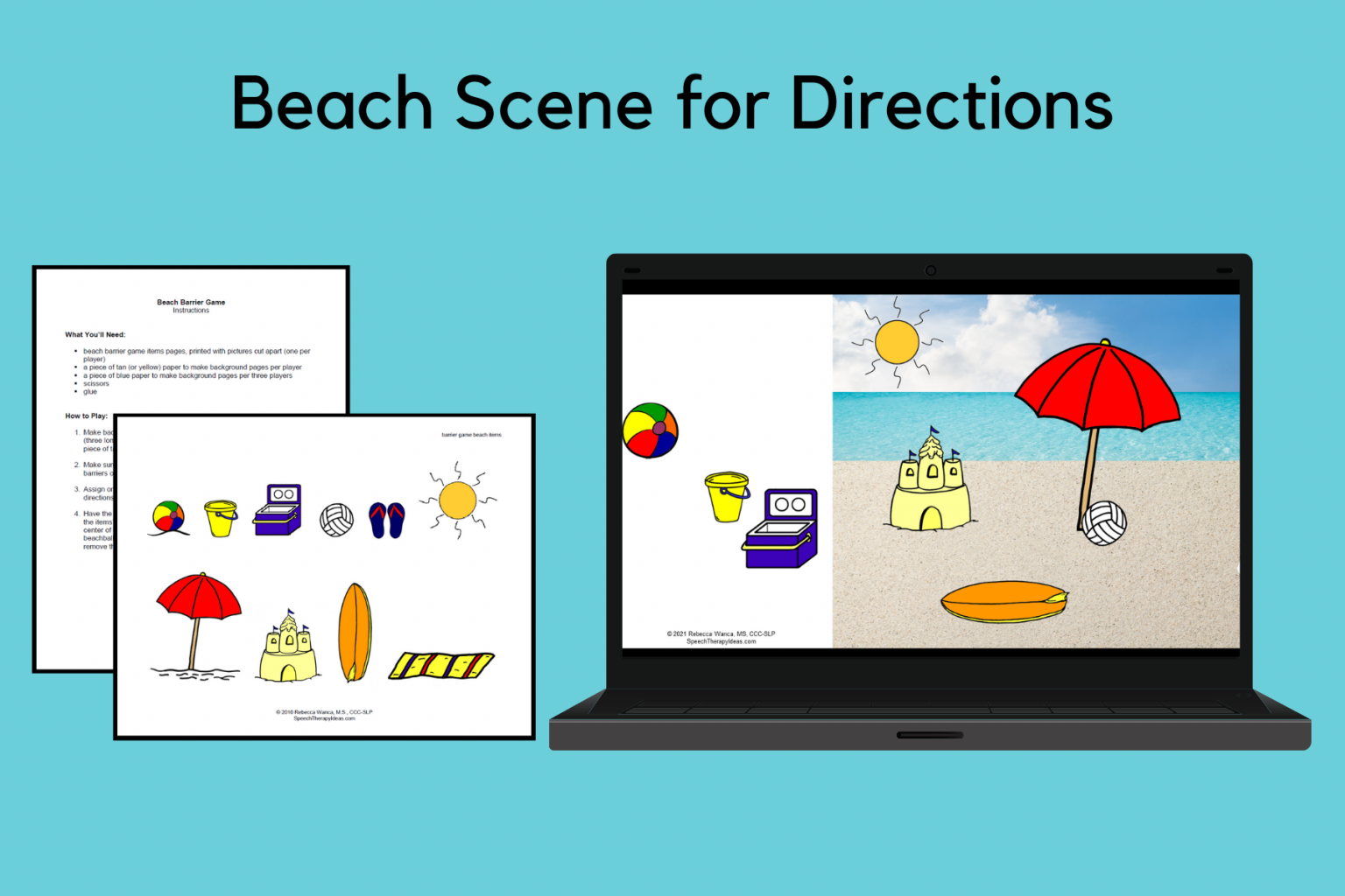 Beach Scene for Directions | Speech Therapy Ideas