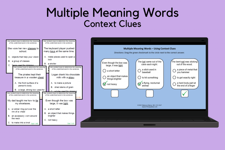 Multiple Meaning Words – Context Clues | Speech Therapy Ideas