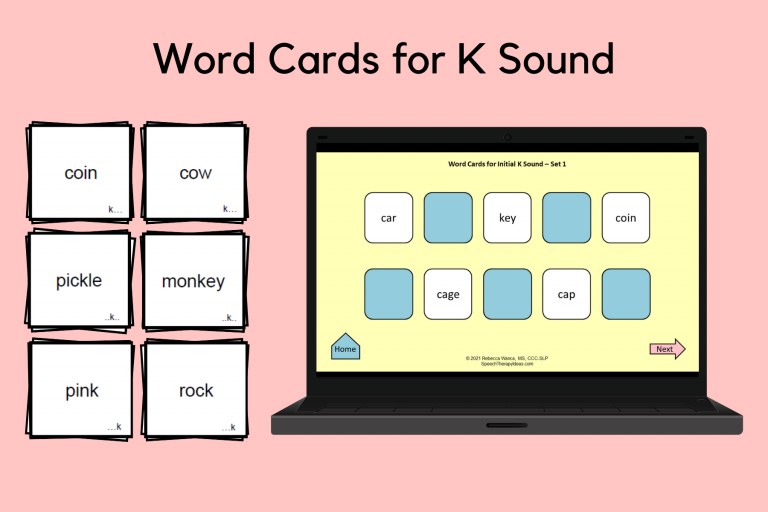 Word Cards for K Sound | Speech Therapy Ideas