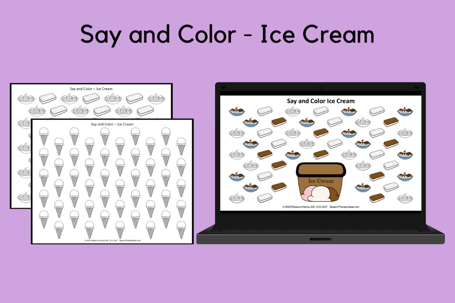 Say and Color – Ice Cream | Speech Therapy Ideas