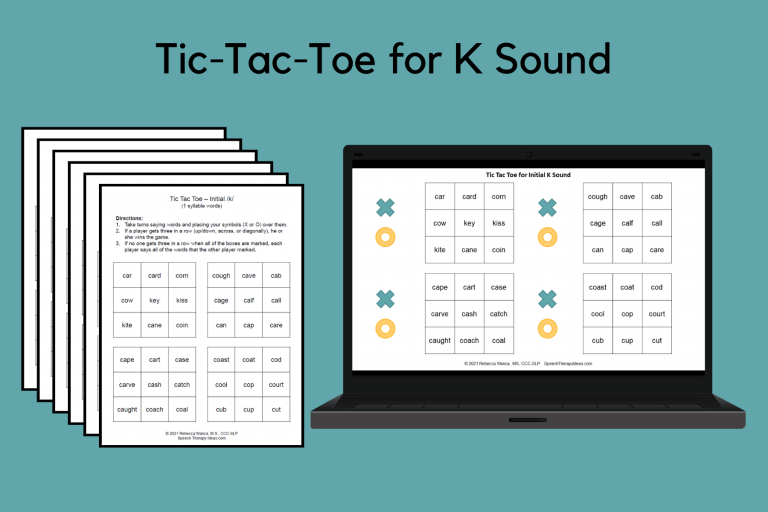 Tic-Tac-Toe Games for K Sound | Speech Therapy Ideas