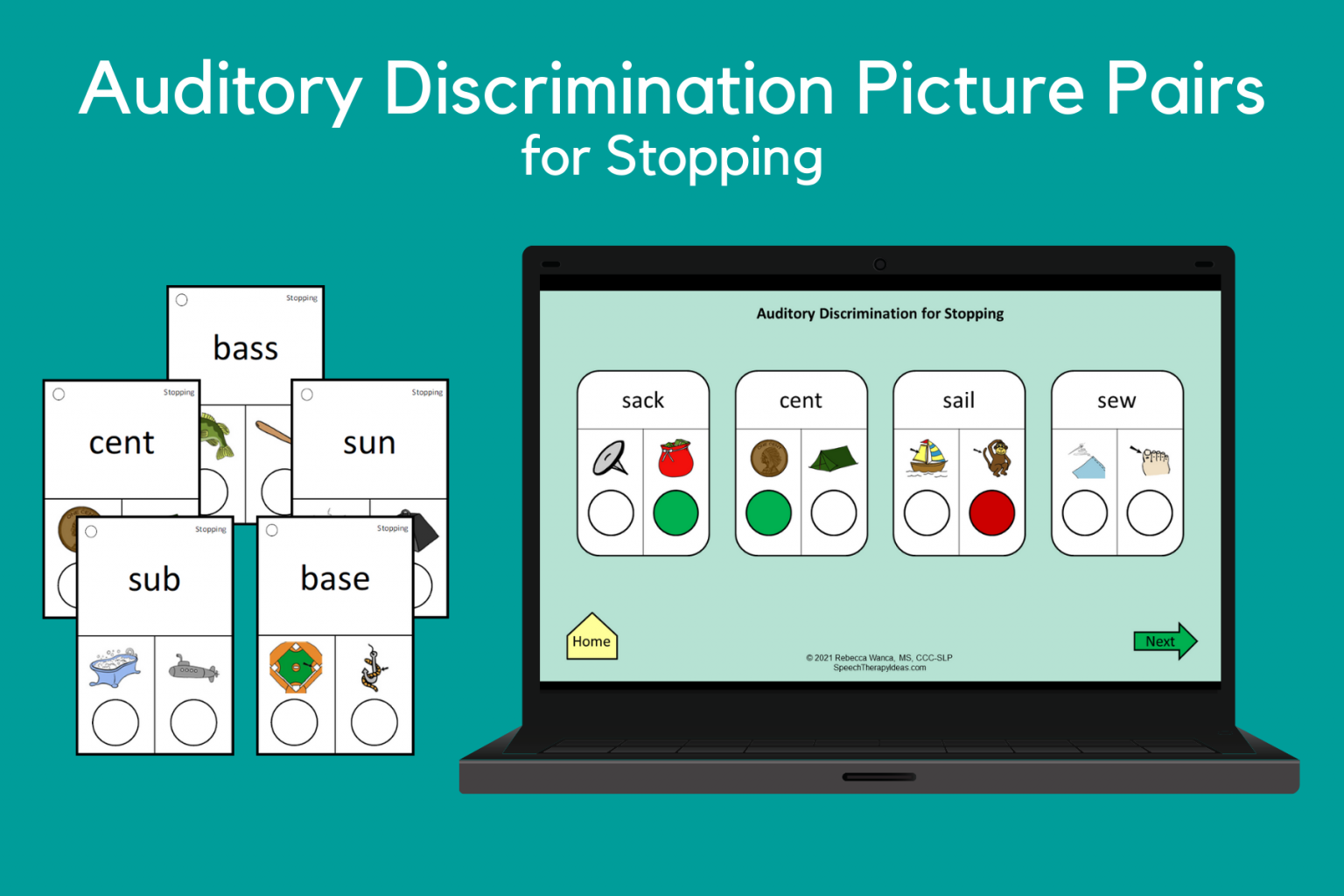 Auditory Discrimination Picture Pairs for Stopping | Speech Therapy Ideas