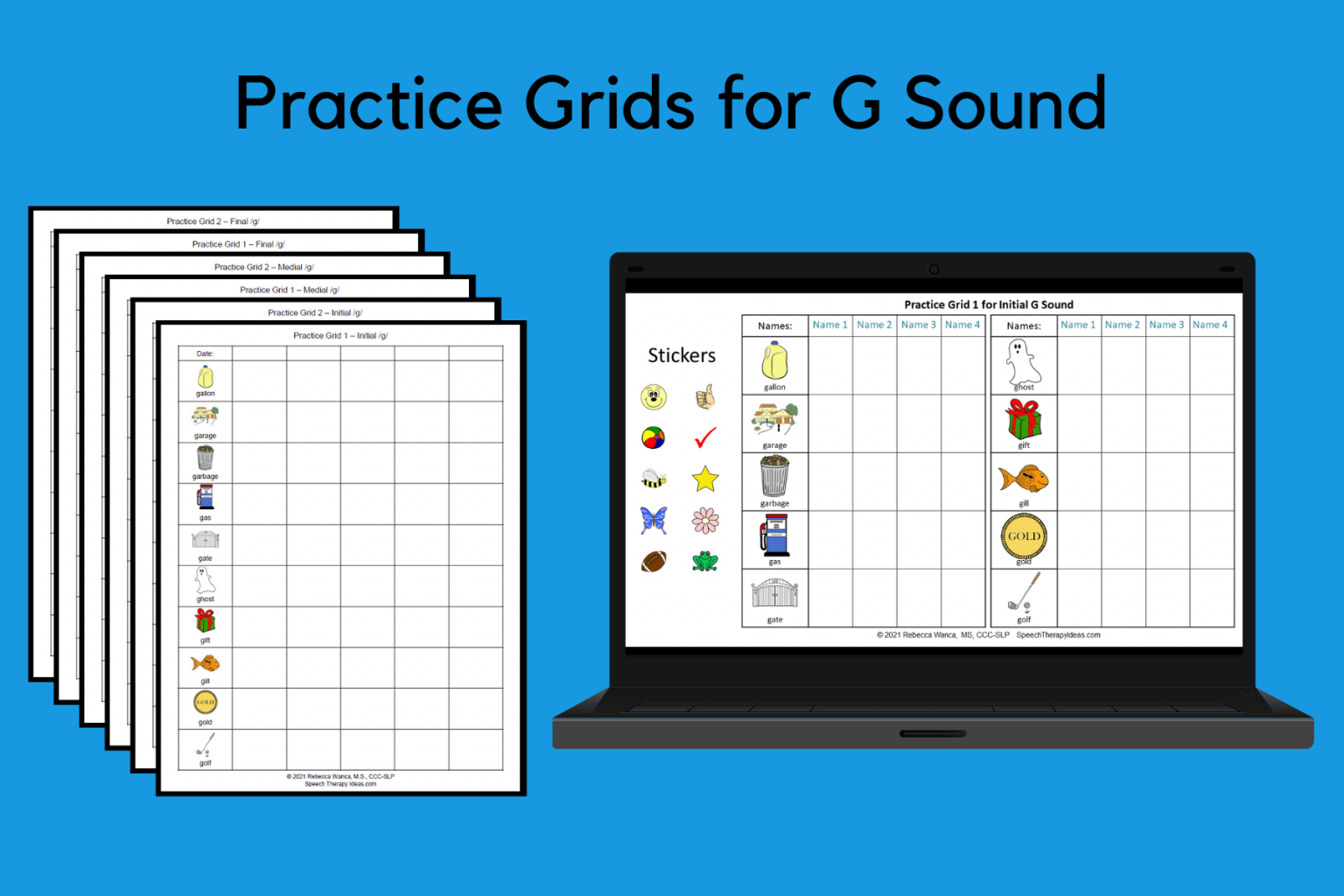 Practice Grids for G Sound | Speech Therapy Ideas