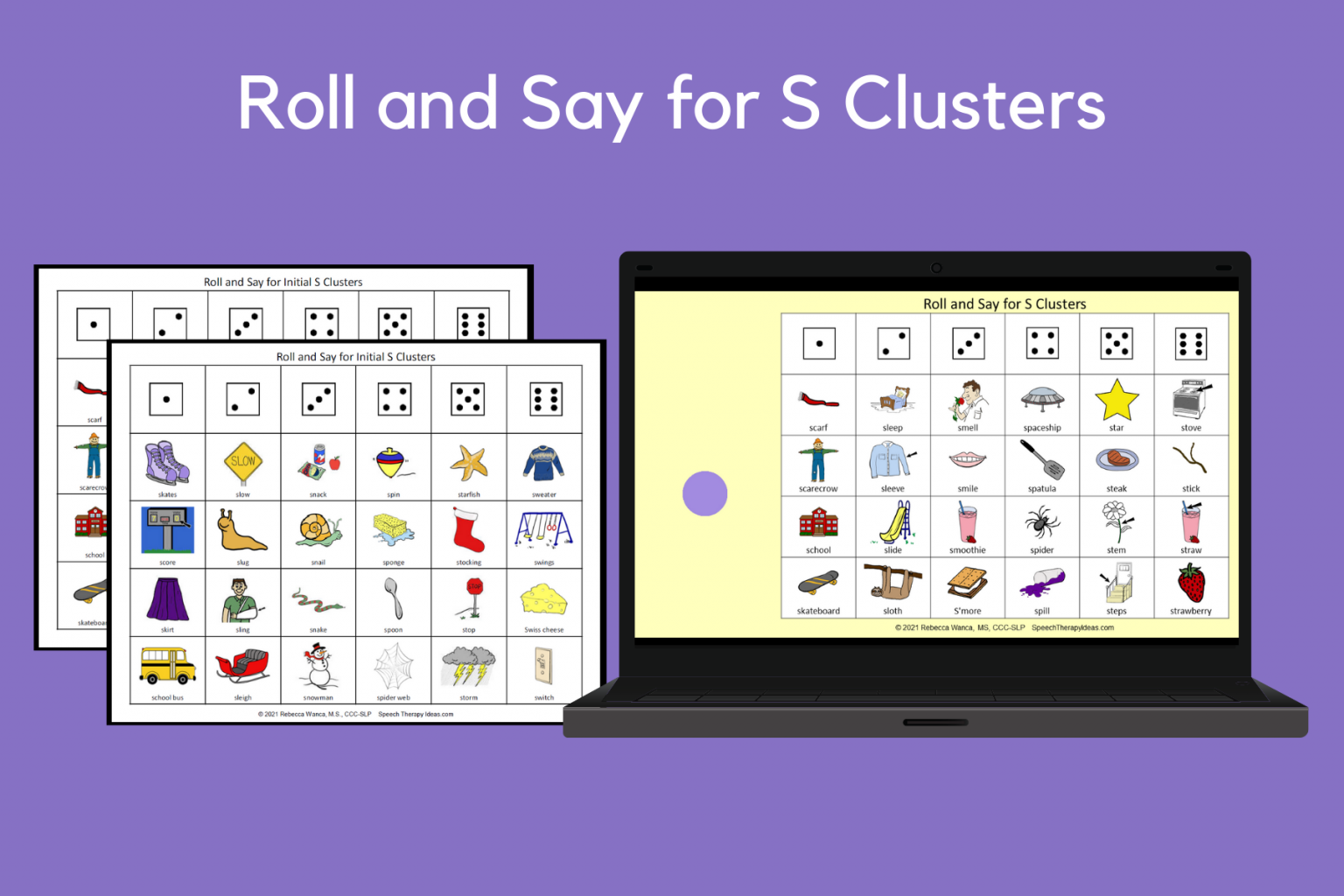 Roll and Say for S Clusters | Speech Therapy Ideas