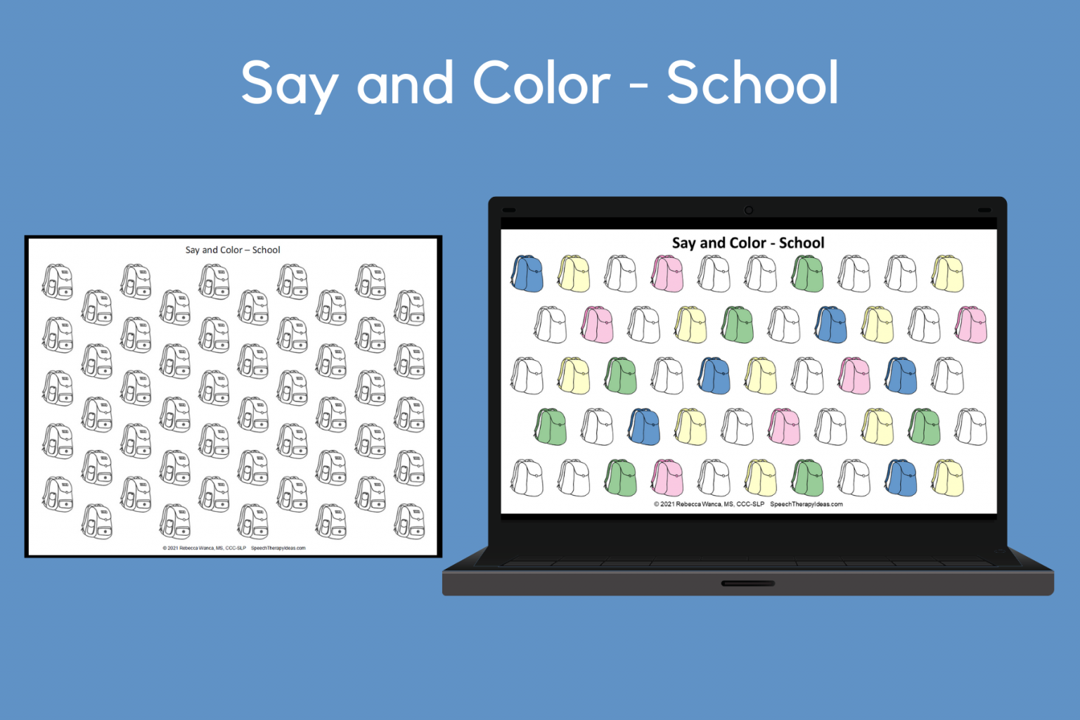 Say and Color – School | Speech Therapy Ideas