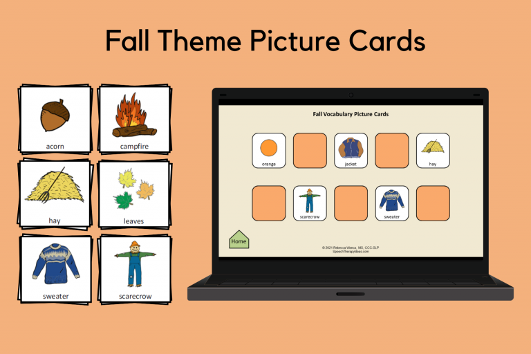 Fall Theme Picture Cards | Speech Therapy Ideas