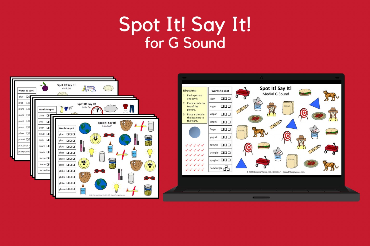 Spot It! Say It! Pages for G Sound | Speech Therapy Ideas