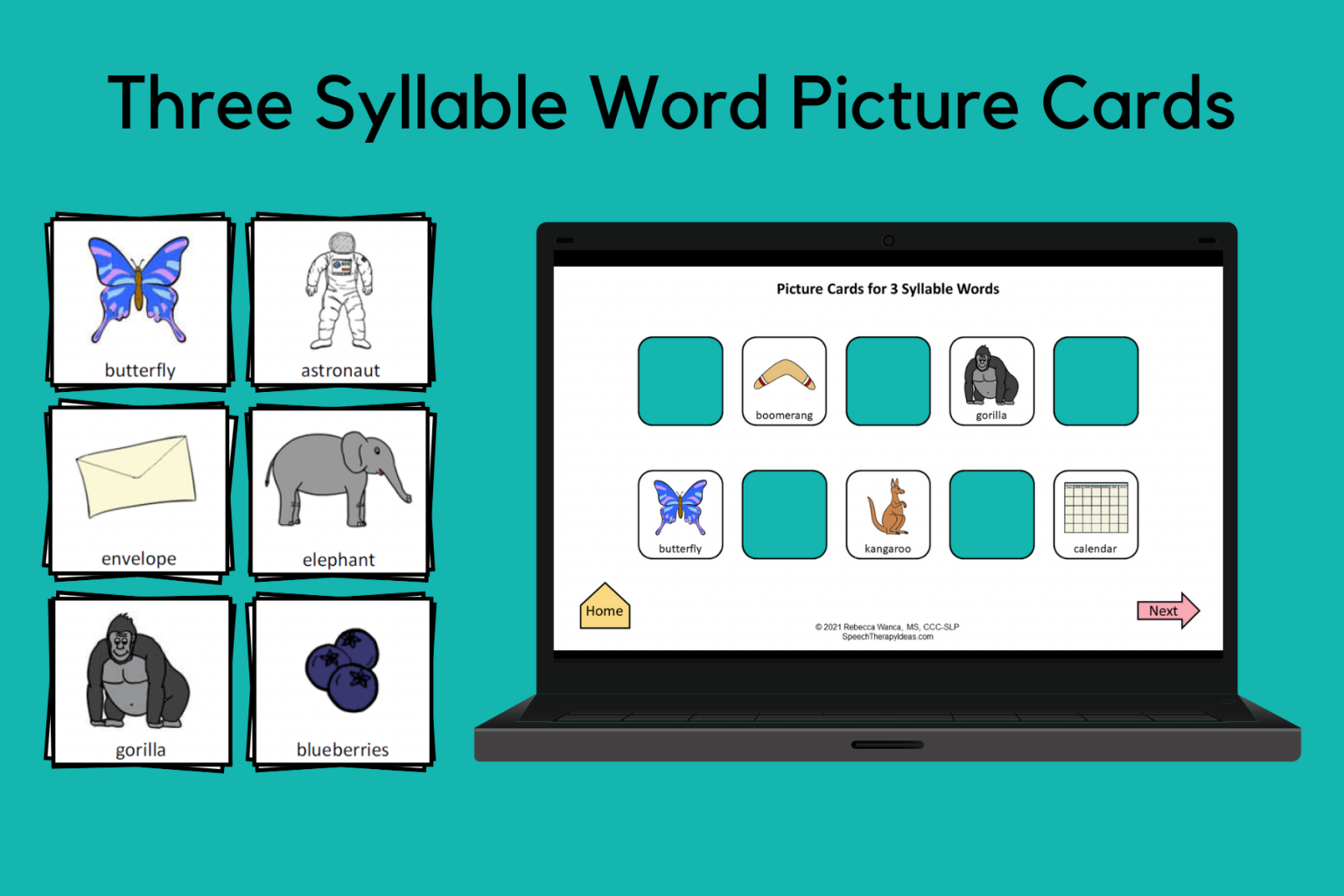 Three Syllable Word Picture Cards | Speech Therapy Ideas