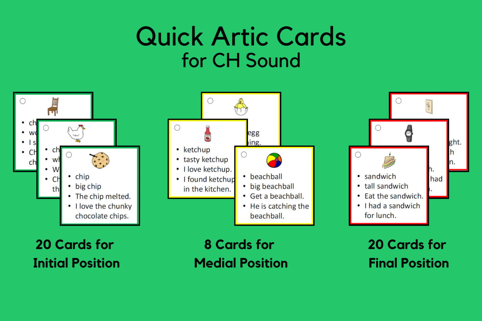 Quick Artic Cards for CH Sound | Speech Therapy Ideas