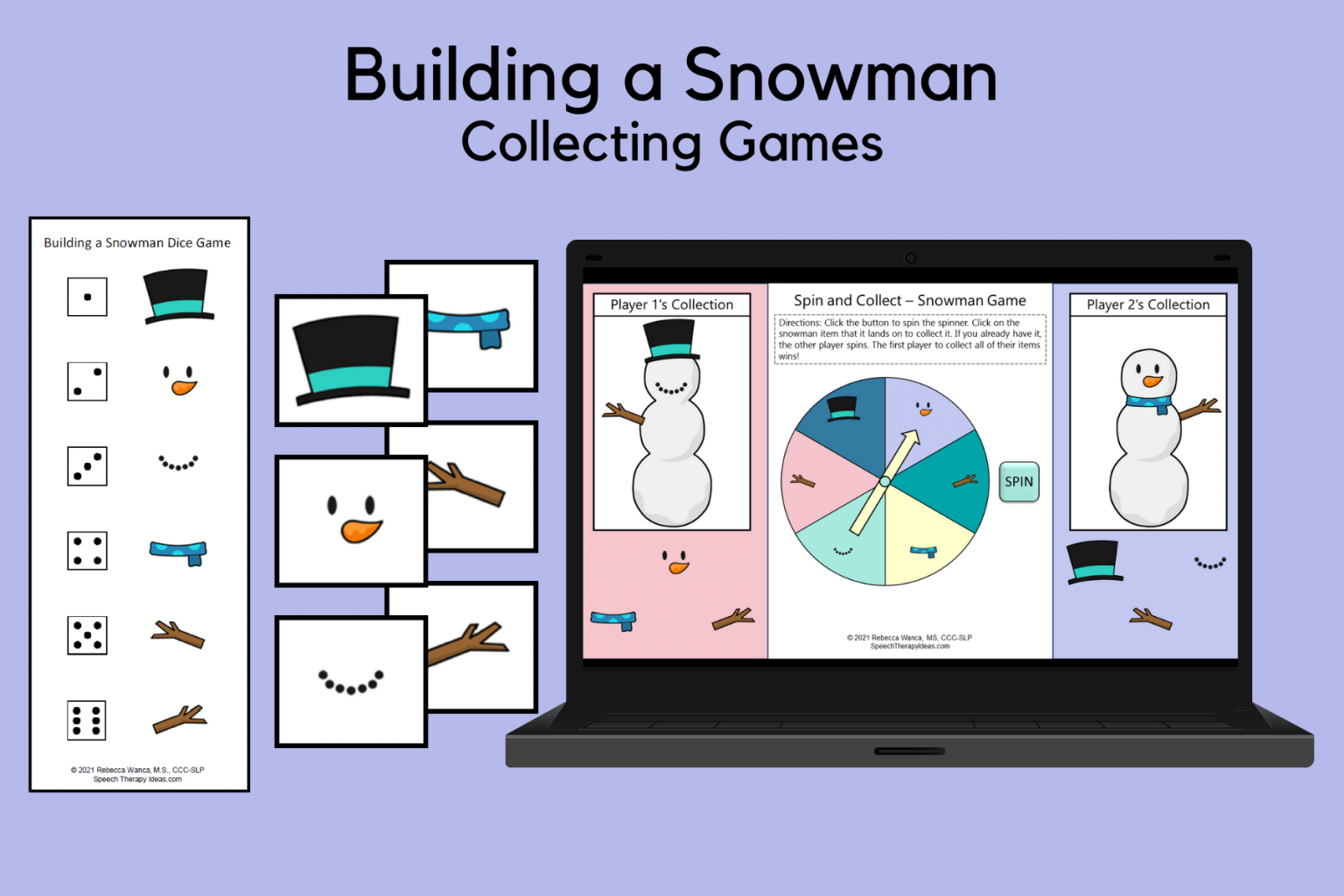 Building a Snowman Collecting Games | Speech Therapy Ideas