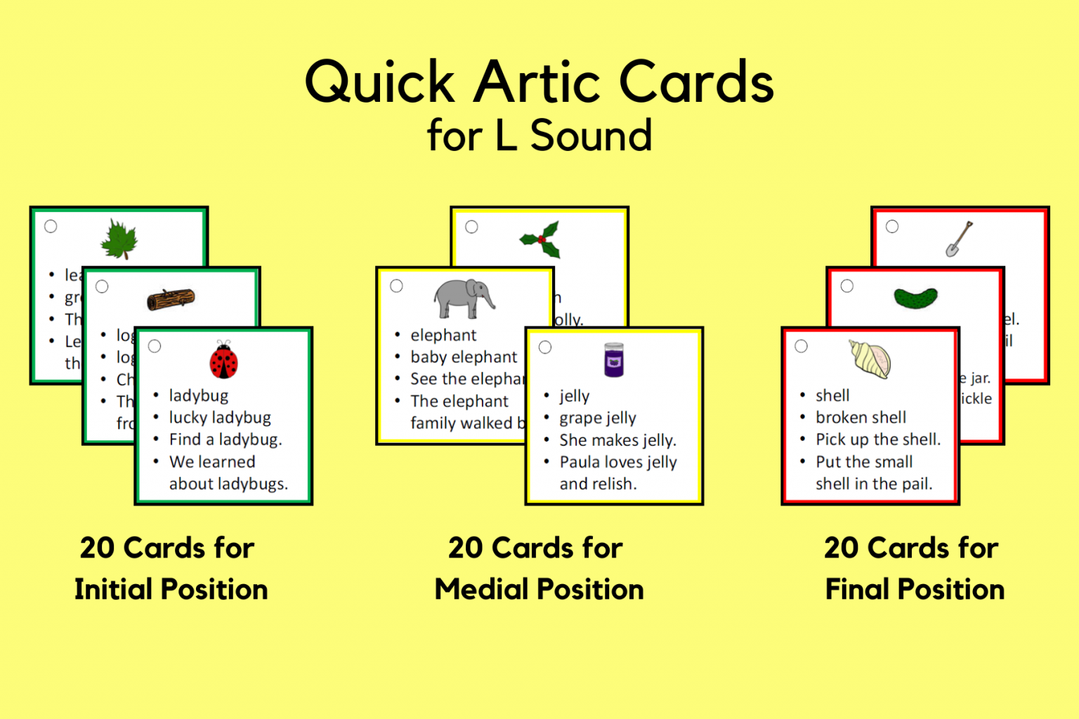 Quick Artic Cards for L Sound | Speech Therapy Ideas